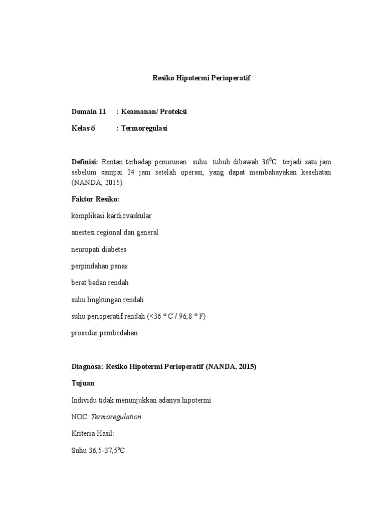 Resiko Hipotermi Perioperatif | PDF
