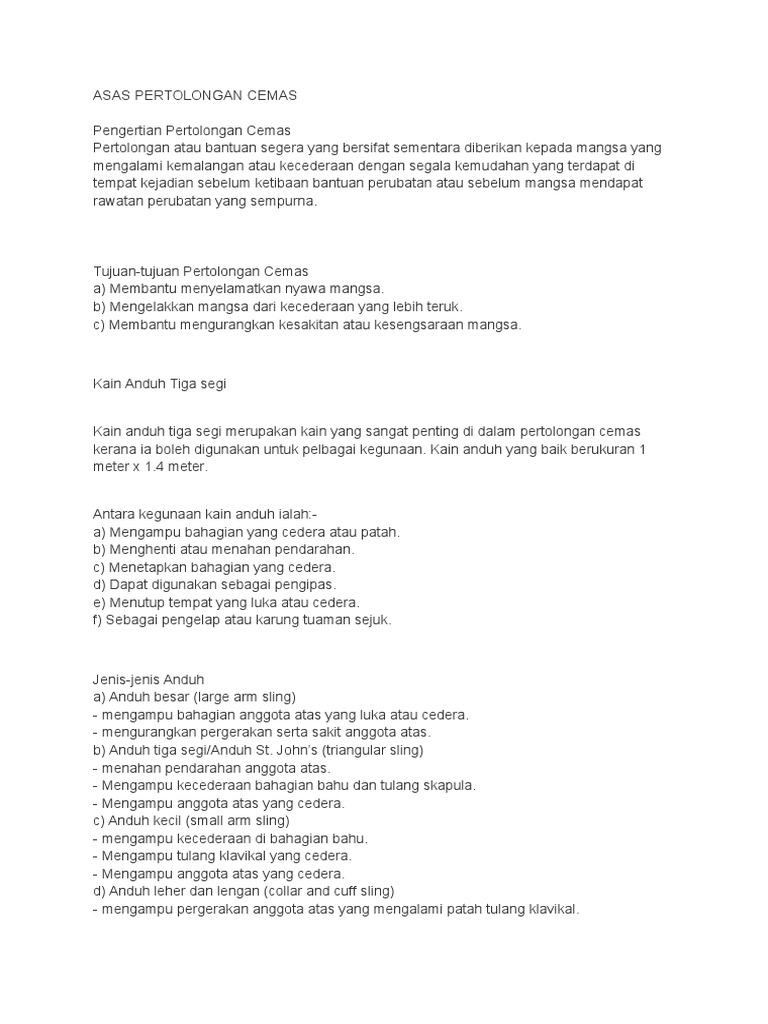 Asas Pertolongan Cemas | PDF