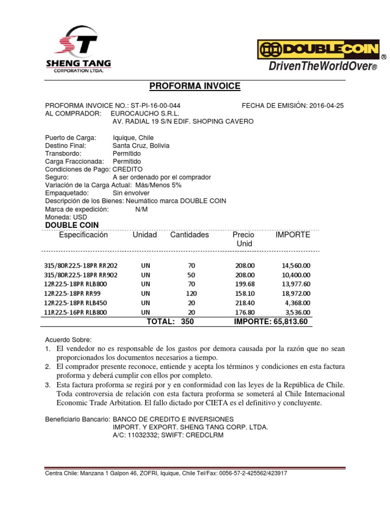 Proforma Invoice 044 A Santa Cruz | PDF
