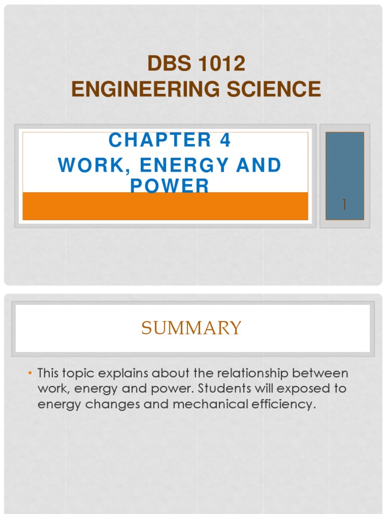 Work, Energy, and Power Overview | PDF | Gravity | Kinetic Energy