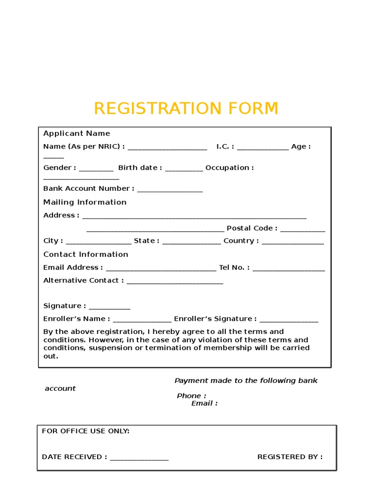 Student Registration Form Template | PDF | Career & Growth