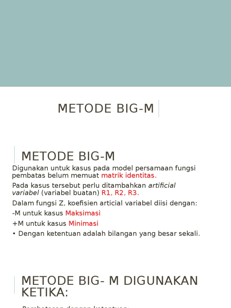 Metode Big M | PDF