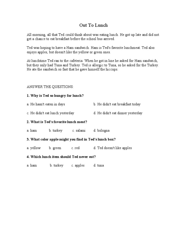 Out To Lunch ST | PDF