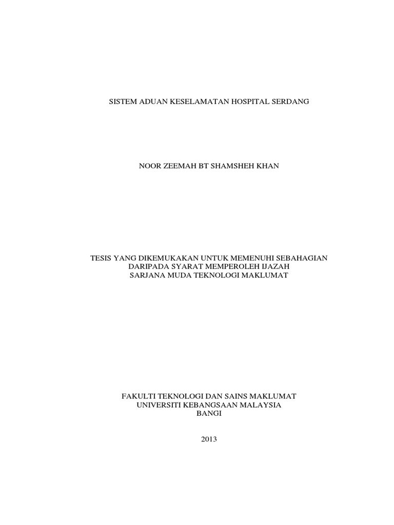 Sistem Aduan Keselamatan Hospital Serdang | PDF