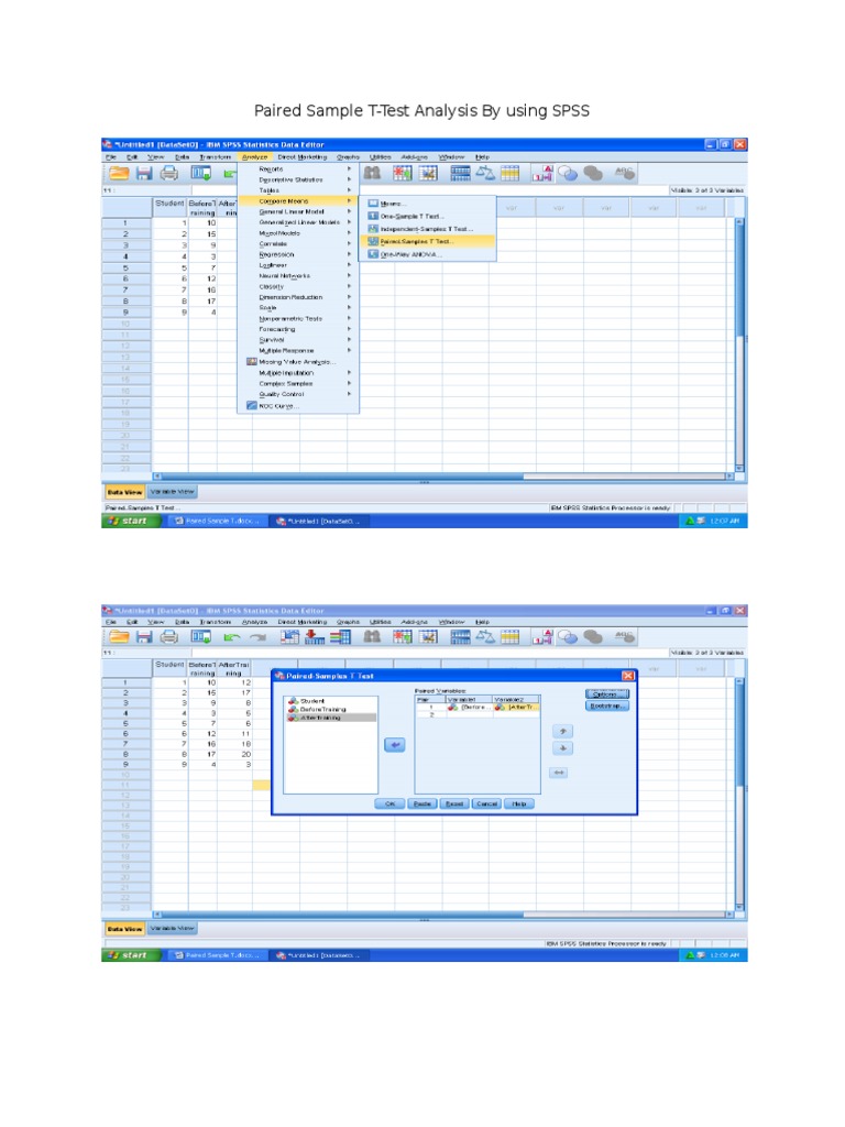 Paired Sample T-Test Analysis by Using SPSS | PDF