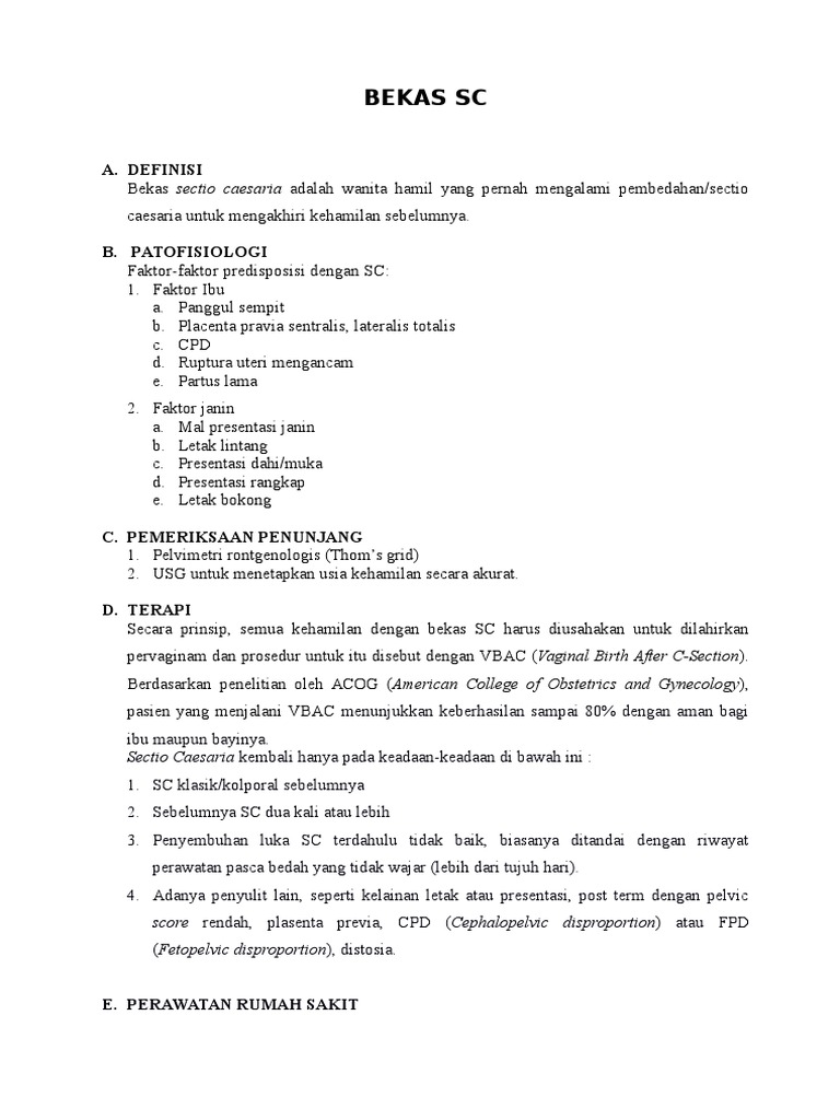 Panduan Kehamilan Bekas SC dan VBAC | PDF | Memasak, Makanan, & Anggur ...