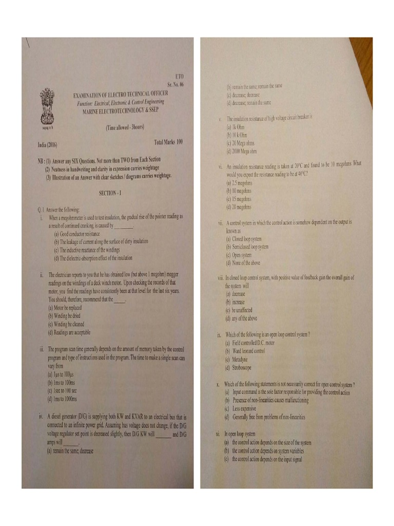 ETO Old Question Paper | PDF