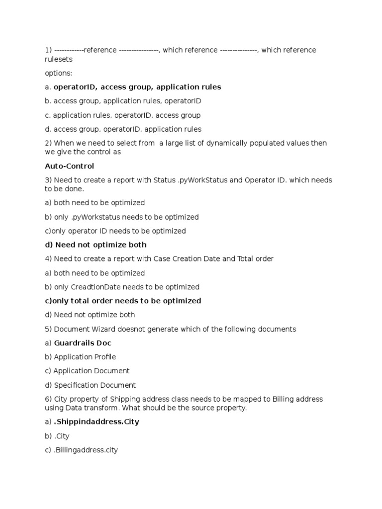 PEGA 7 CSA Questions | PDF | Page Layout | Databases