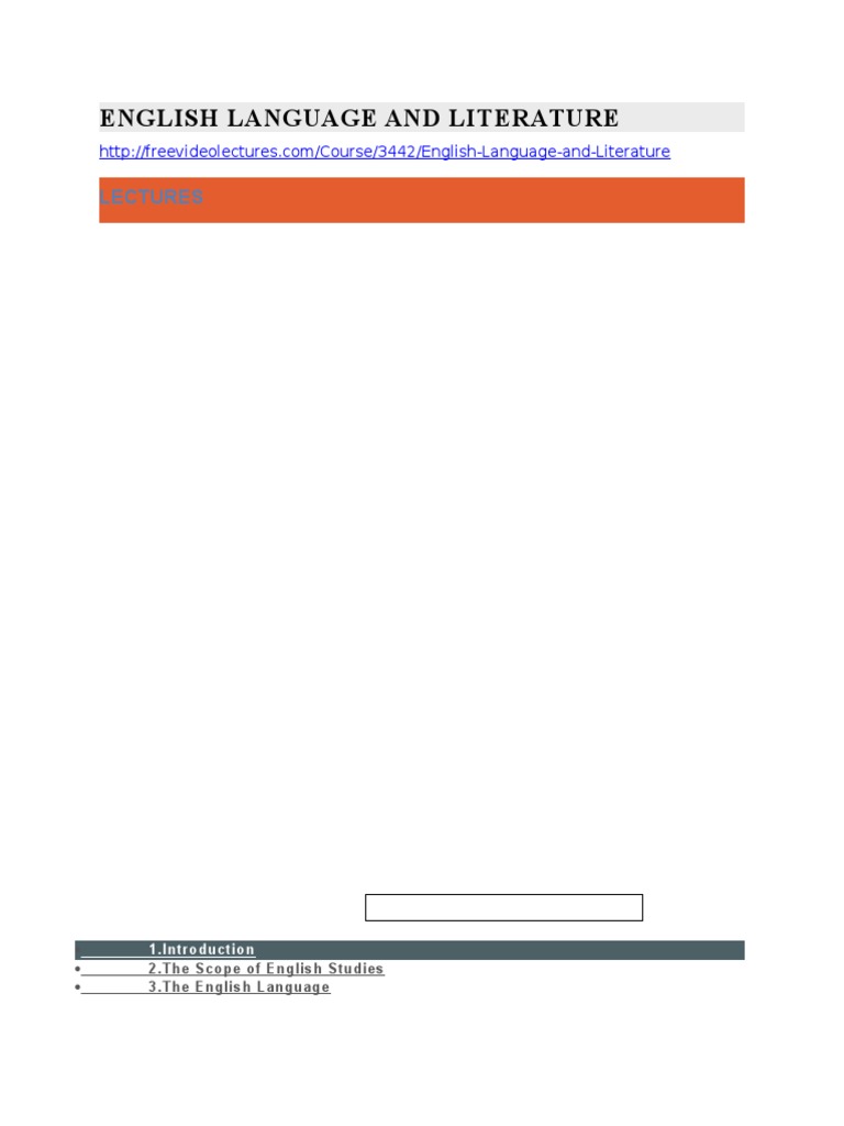 English Language and Literature | PDF | English Literature | English ...