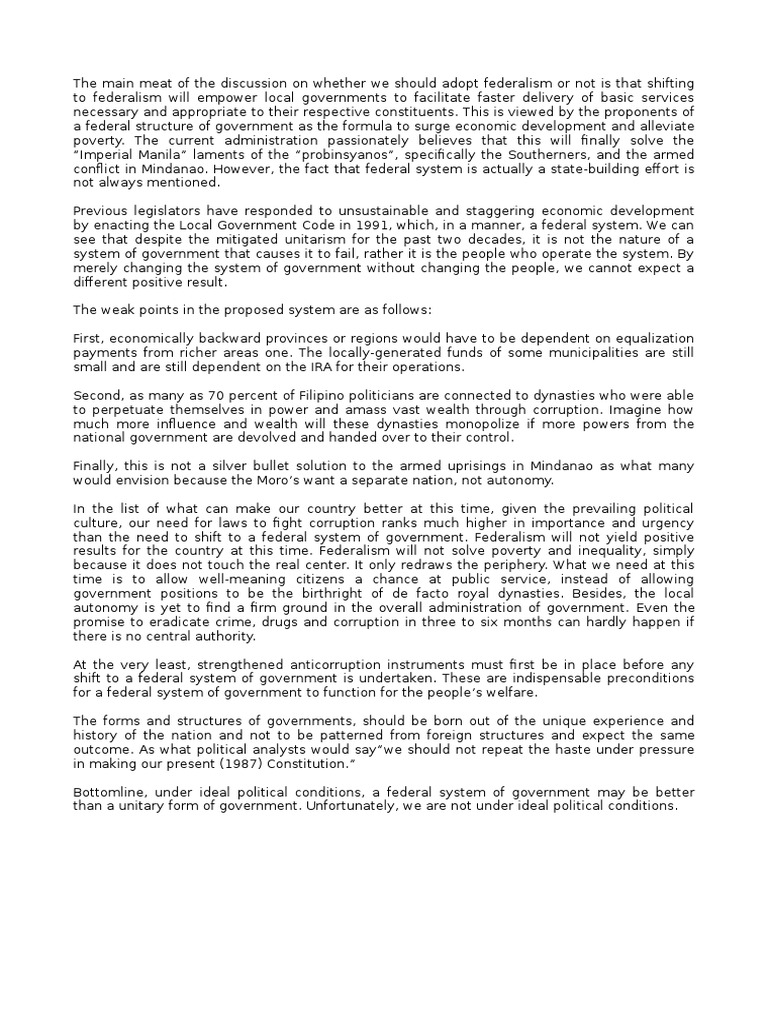 Practicality - Negative Speech | PDF | Federalism | Political Science