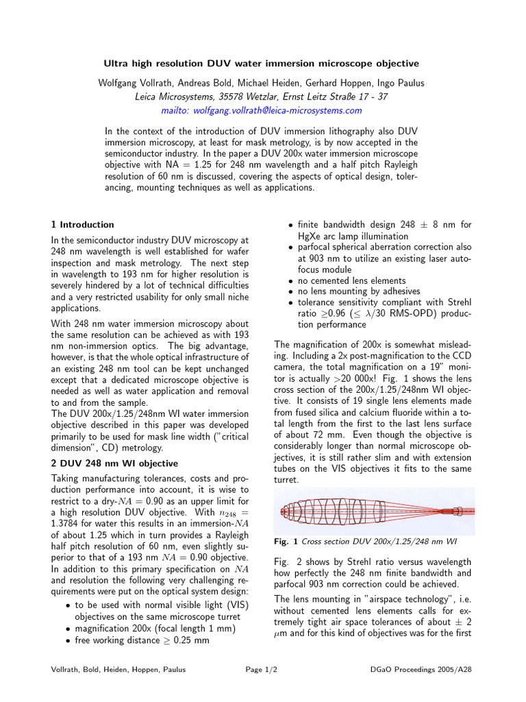 Deep UV Objective Microscope | PDF | Microscope | Lens (Optics)