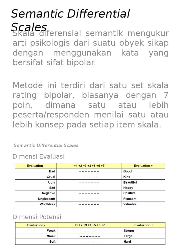 Semantic Differential Scales | PDF | Karier & Perkembangan ...