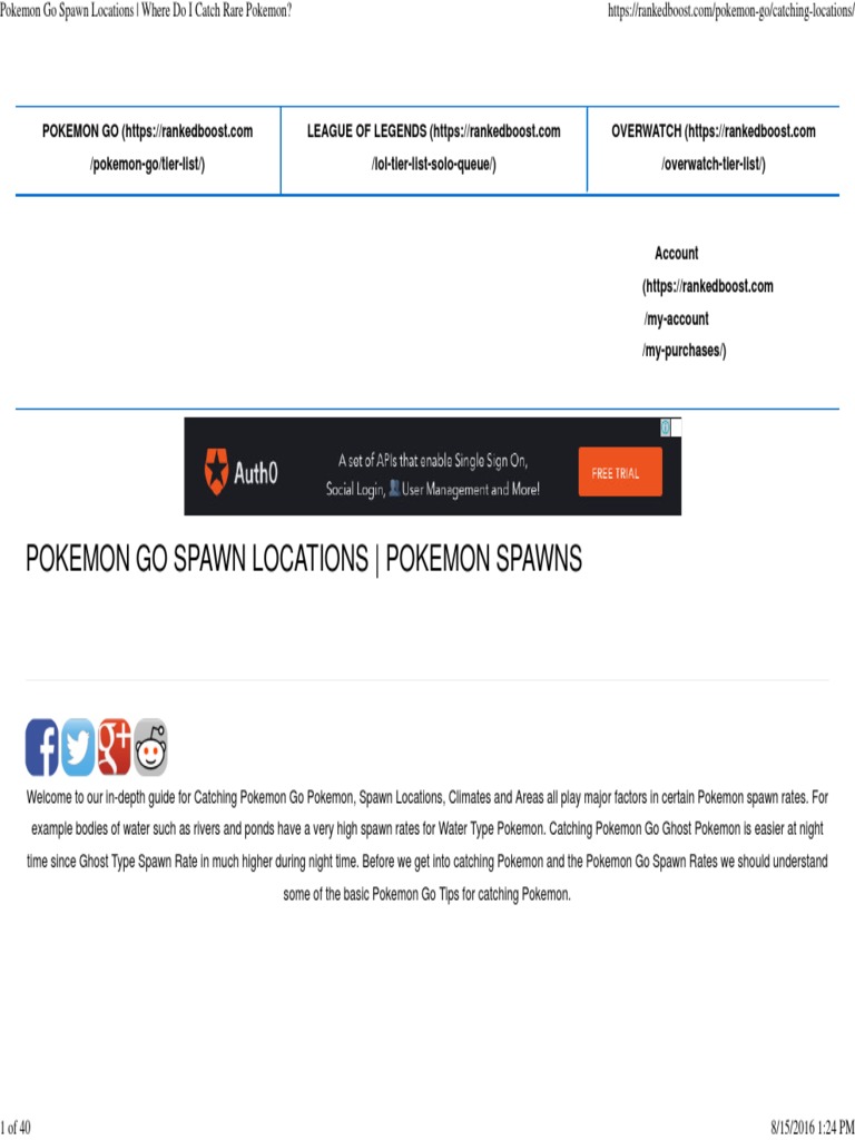 Pokemon Go Spawn Locations Where Do I Catch Rare Pokemon | PDF ...