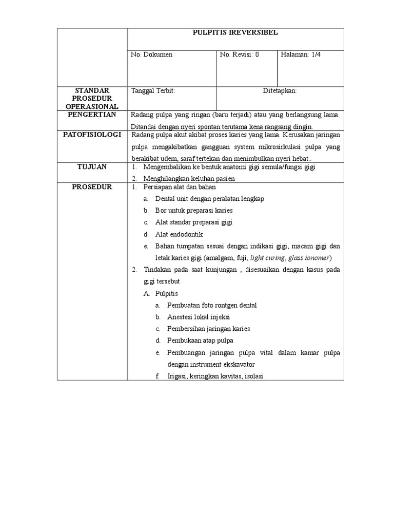 Sop Pulpitis Ireversibel | PDF