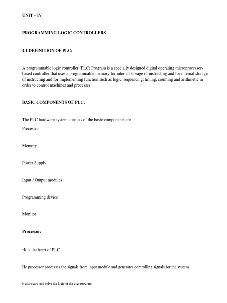 Me6702 Mechatronics Unit 4 | PDF | Programmable Logic Controller | Read Only Memory