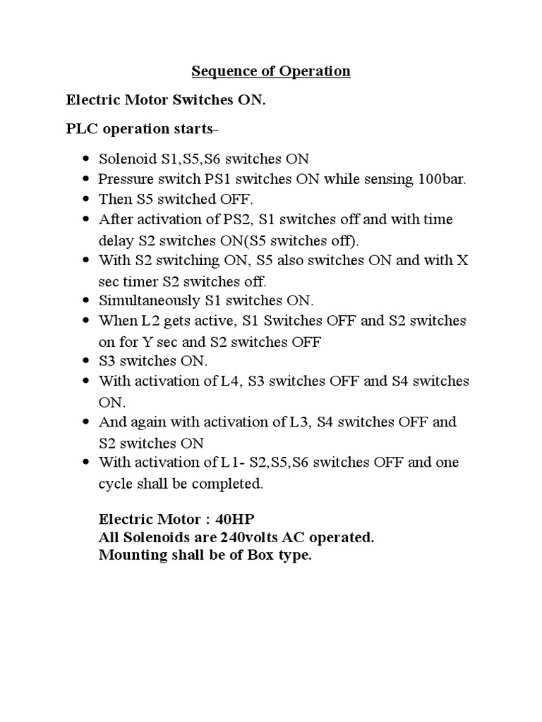 Sequence of Operation | PDF | Cooking, Food & Wine | Science & Mathematics