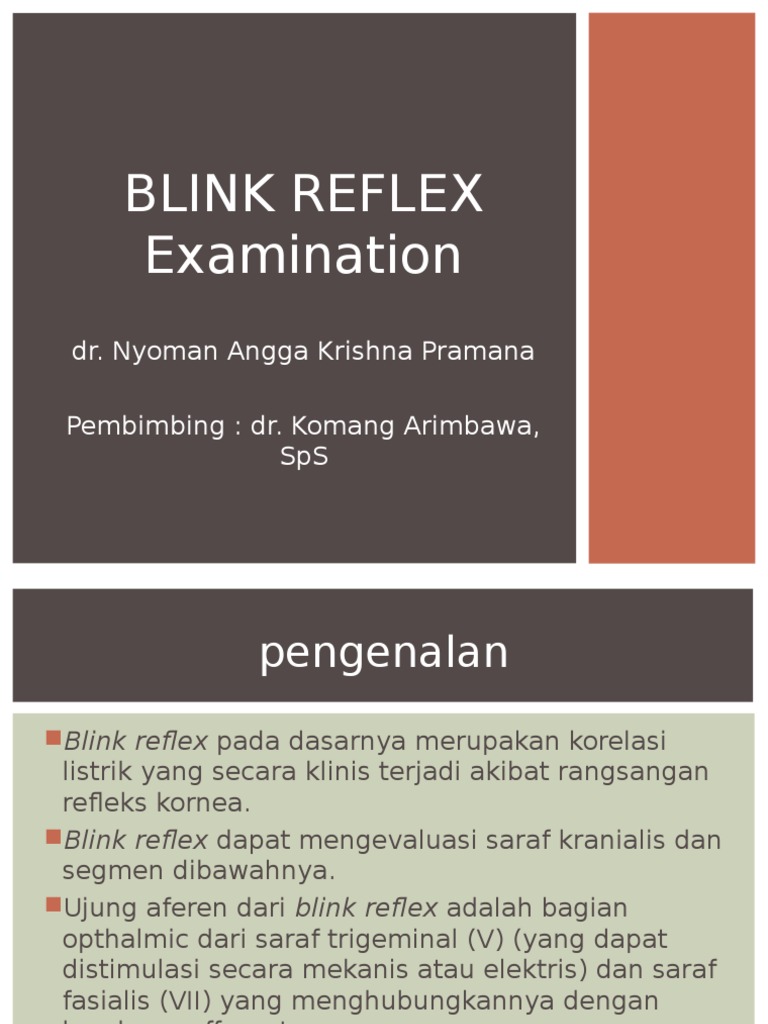Pemeriksaan Blink Reflex pada Saraf | PDF