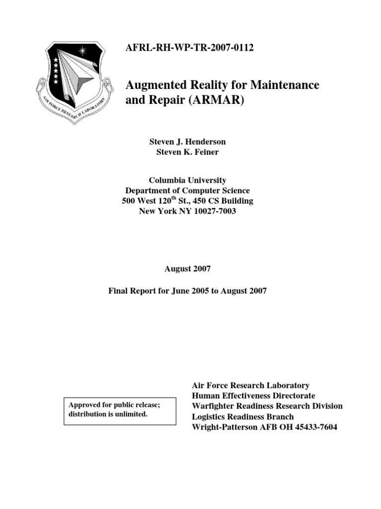 Augmented Reality For Maintenance and Repair | PDF | Augmented Reality ...