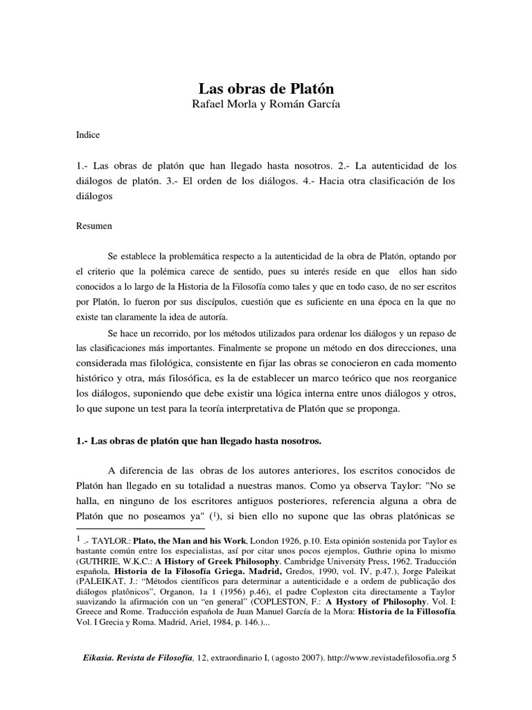 X Las Obras de Platón - Rafael Morla y Román García | PDF | Platón ...