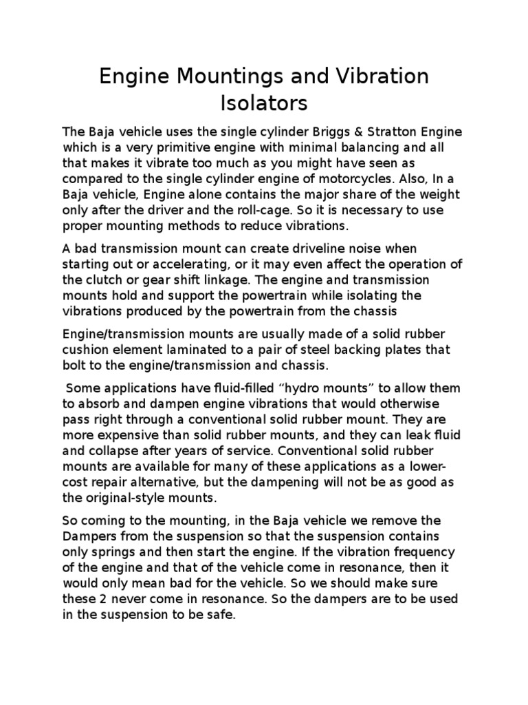 Baja Vehicle Engine Mounting Guide | PDF | Mechanics | Vehicles
