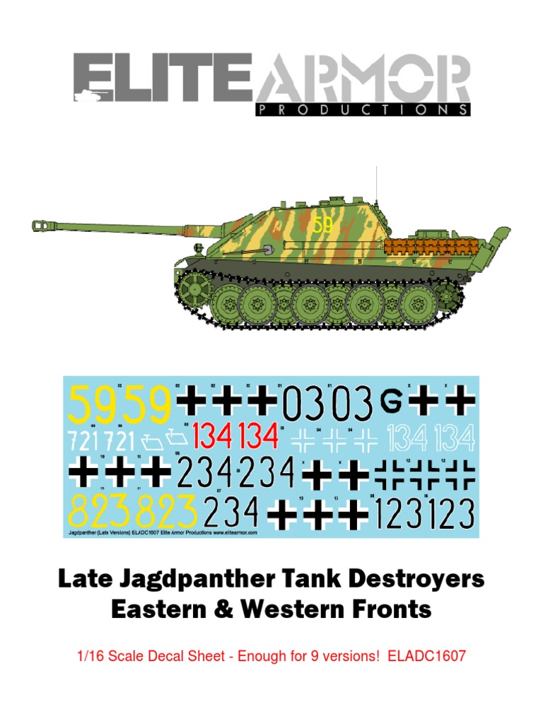 Elite Armor Late Jagdpanther Decal Sheet Instructions | PDF