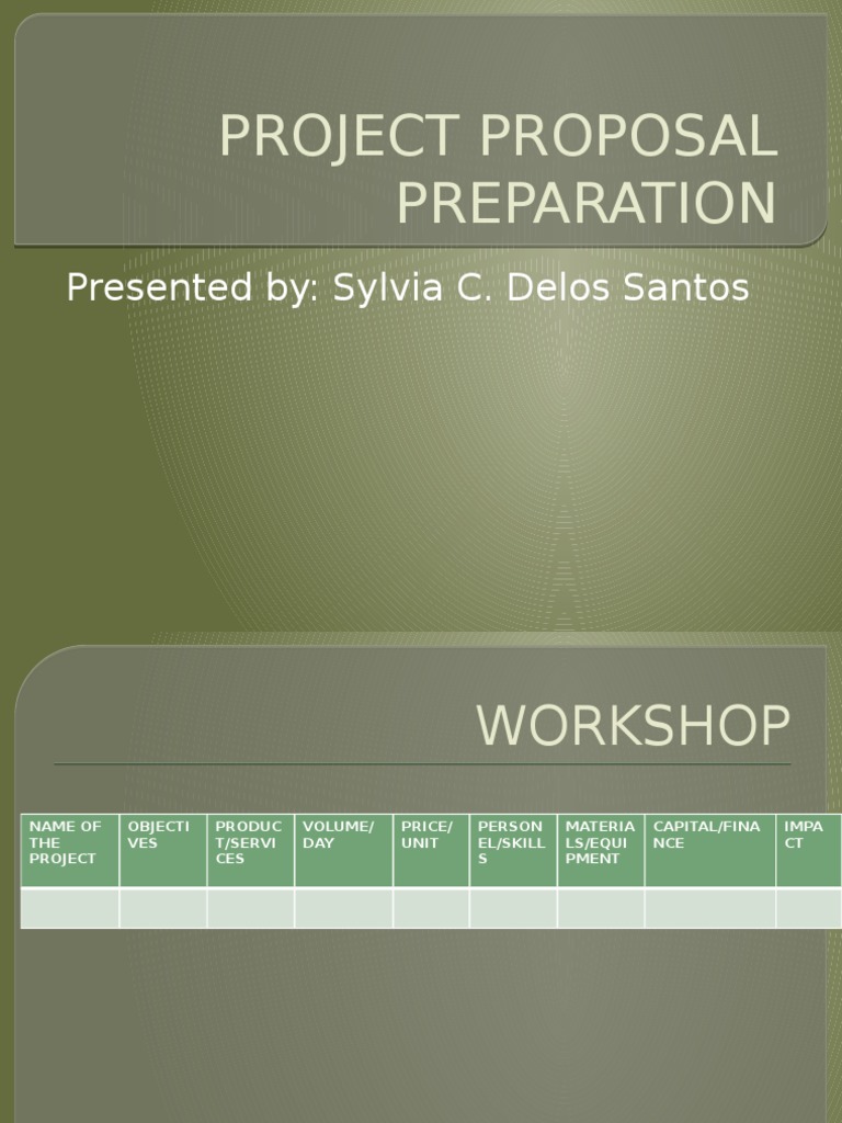 Project Proposal Preparation: Presented By: Sylvia C. Delos Santos | PDF