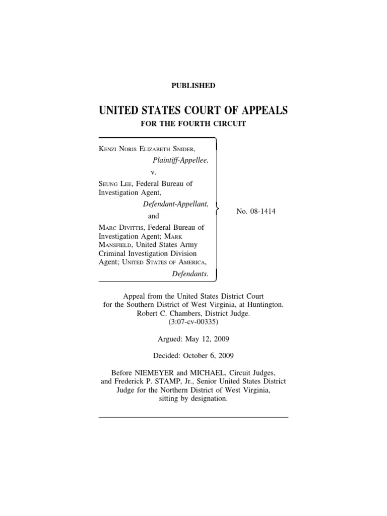 Snider v. Seung Lee, 584 F.3d 193, 4th Cir. (2009) | PDF | Fifth ...