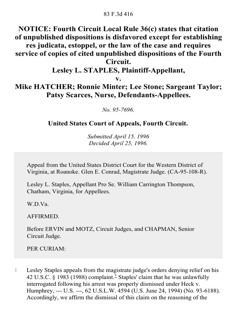 Lesley L Staples V Mike Hatcher Ronnie Minter Lee Stone Sargeant Taylor Patsy Scarces Nurse