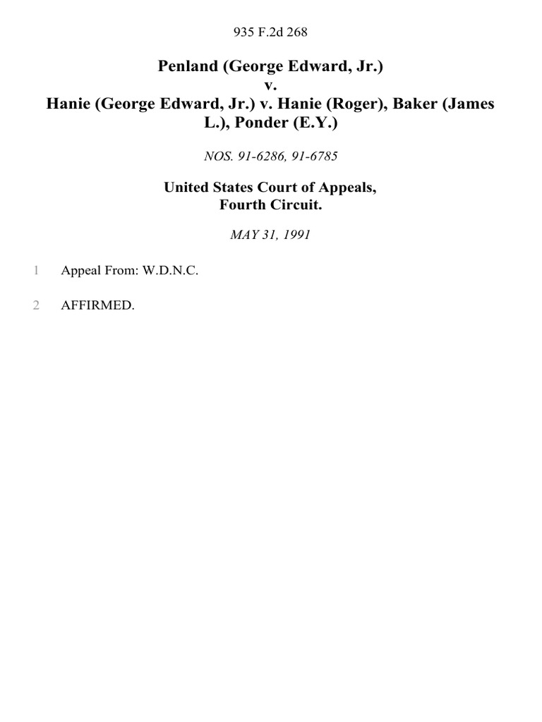 Penland (George Edward, JR.) v. Hanie (George Edward, JR.) v. Hanie ...