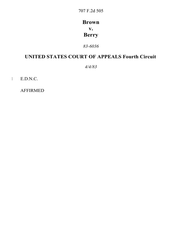 Brown v. Berry: United States Court of Appeals Fourth Circuit | PDF