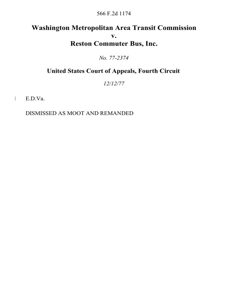 Washington Metropolitan Area Transit Commission v. Reston Commuter Bus ...