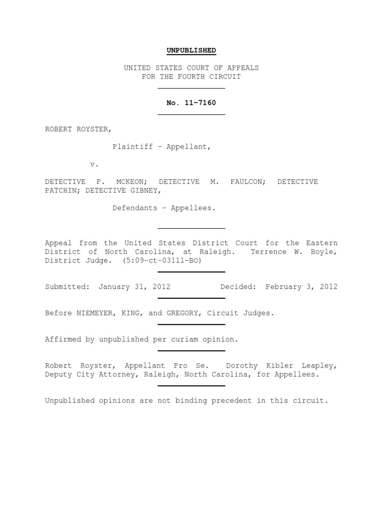 Royster v. McKeon: Appeal Affirmed | PDF