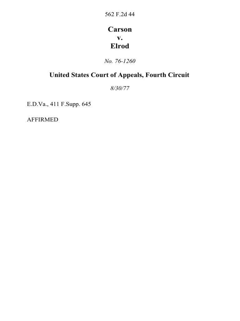 Carson v. Elrod: United States Court of Appeals, Fourth Circuit | PDF