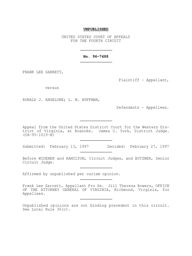 Garrett v. Angelone, 4th Cir. (1997) | PDF