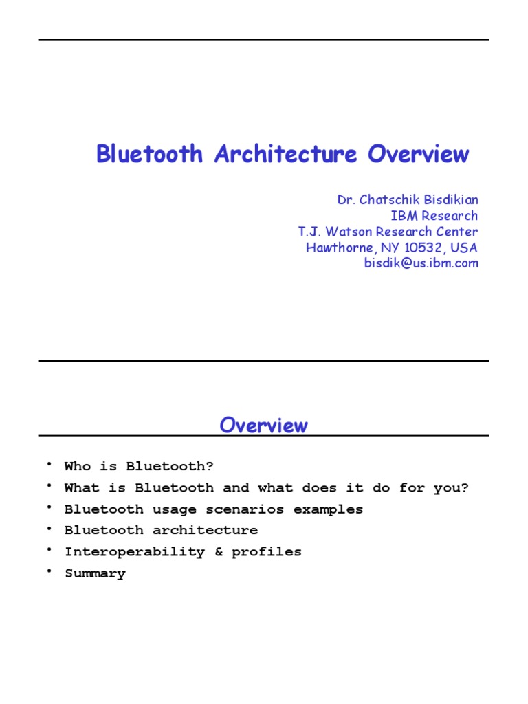 99069r1P802 15 Bluetooth Architecture Overview | PDF | Bluetooth ...