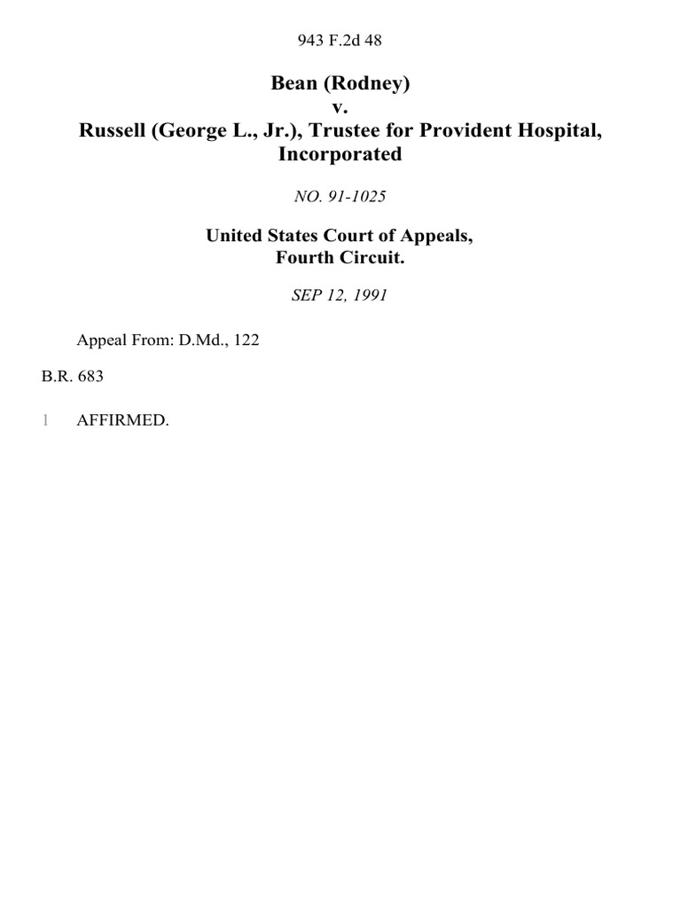 Bean (Rodney) v. Russell (George L., JR.), Trustee For Provident ...