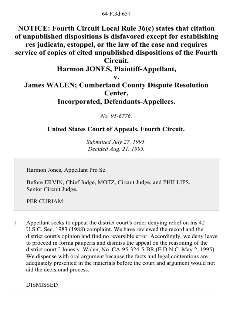 Harmon Jones v. James Walen Cumberland County Dispute Resolution Center ...