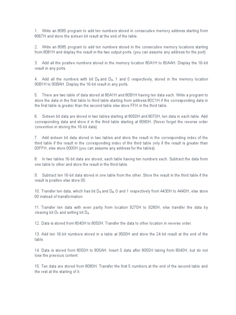 Microprocessor 8085 Programming | Download Free PDF | Arithmetic ...