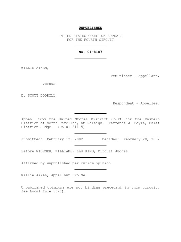 Aiken v. Dodrill, 4th Cir. (2002) | PDF