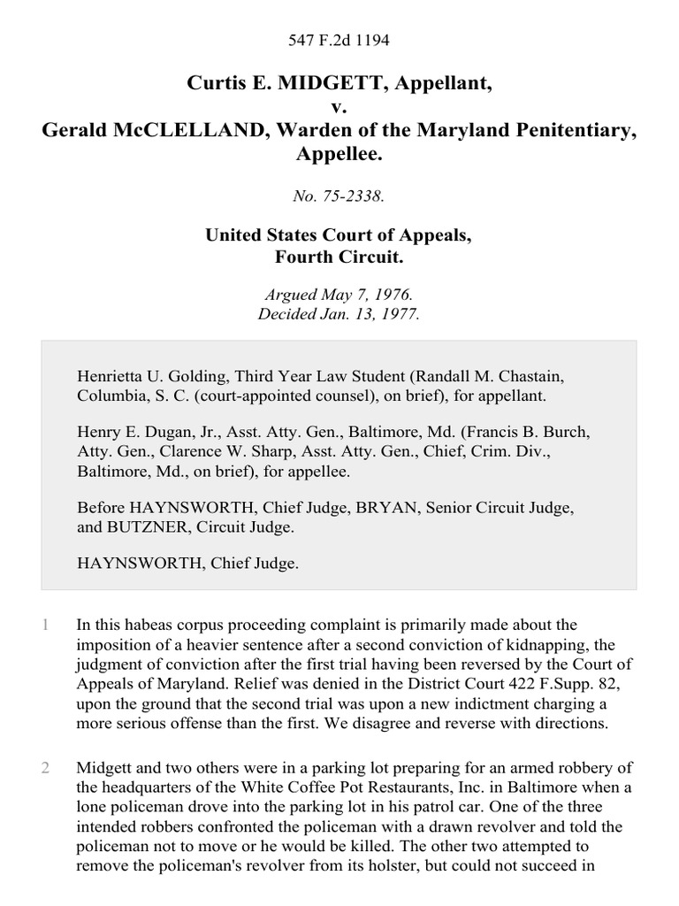 Curtis E. Midgett v. Gerald McClelland Warden of The Maryland ...