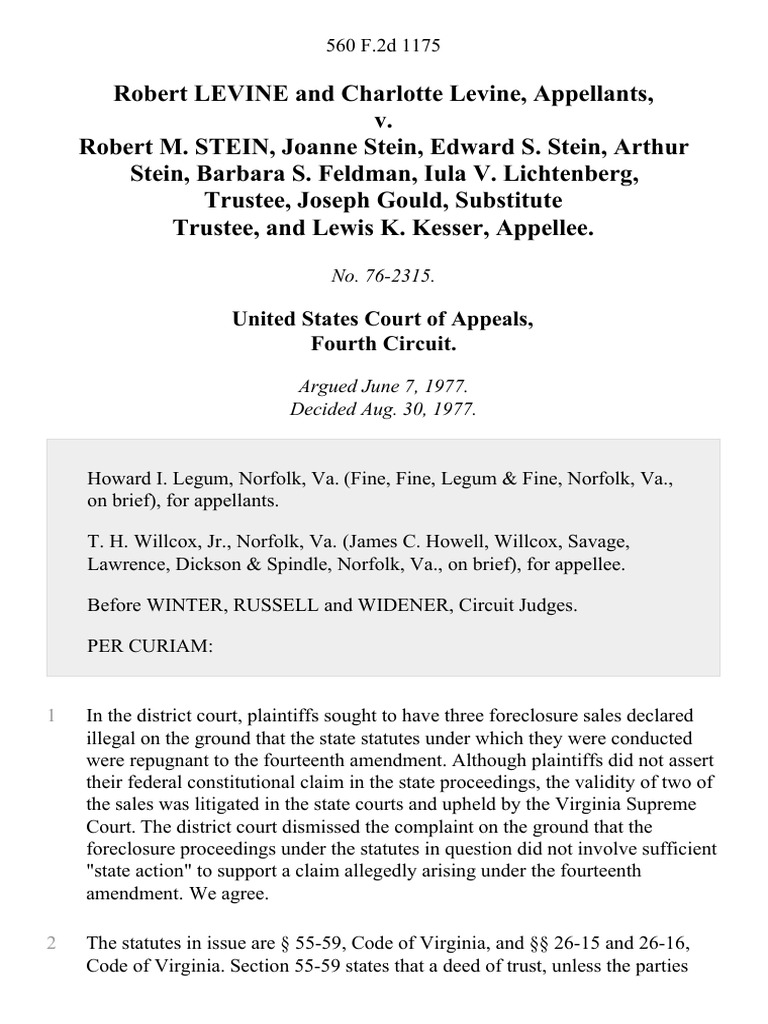 Robert Levine and Charlotte Levine v. Robert M. Stein, Joanne Stein ...