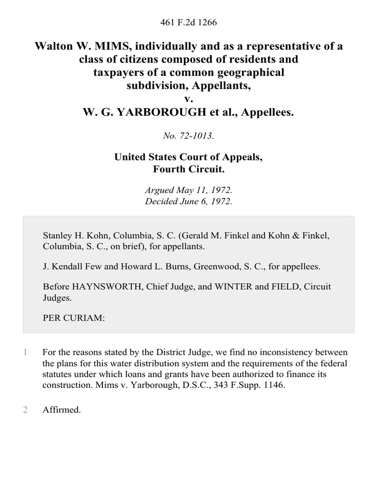 Mims v. Yarborough Case Summary | PDF | Law