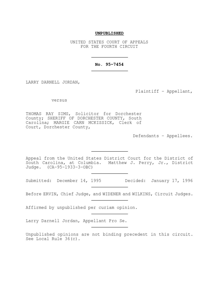 Jordan v. Sims, 4th Cir. (1996) | PDF