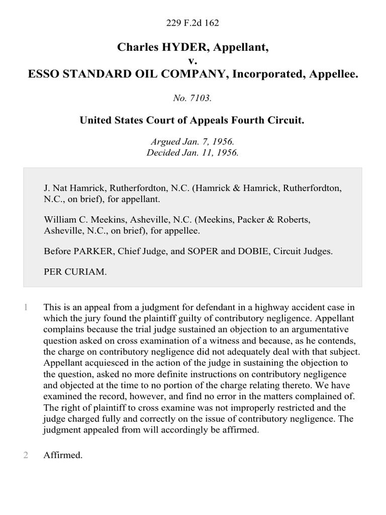 Charles Hyder v. Esso Standard Oil Company, Incorporated, 229 F.2d 162 ...