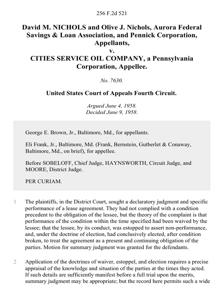 David M. Nichols and Olive J. Nichols, Aurora Federal Savings & Loan ...