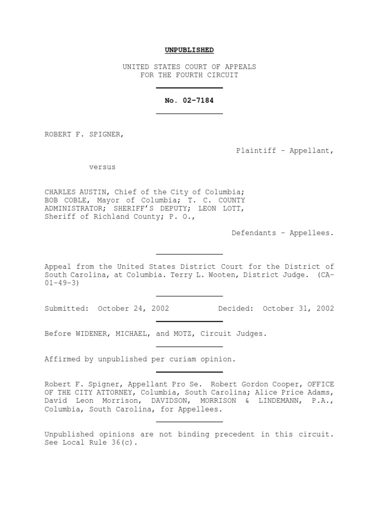 Spigner v. Austin, 4th Cir. (2002) | PDF