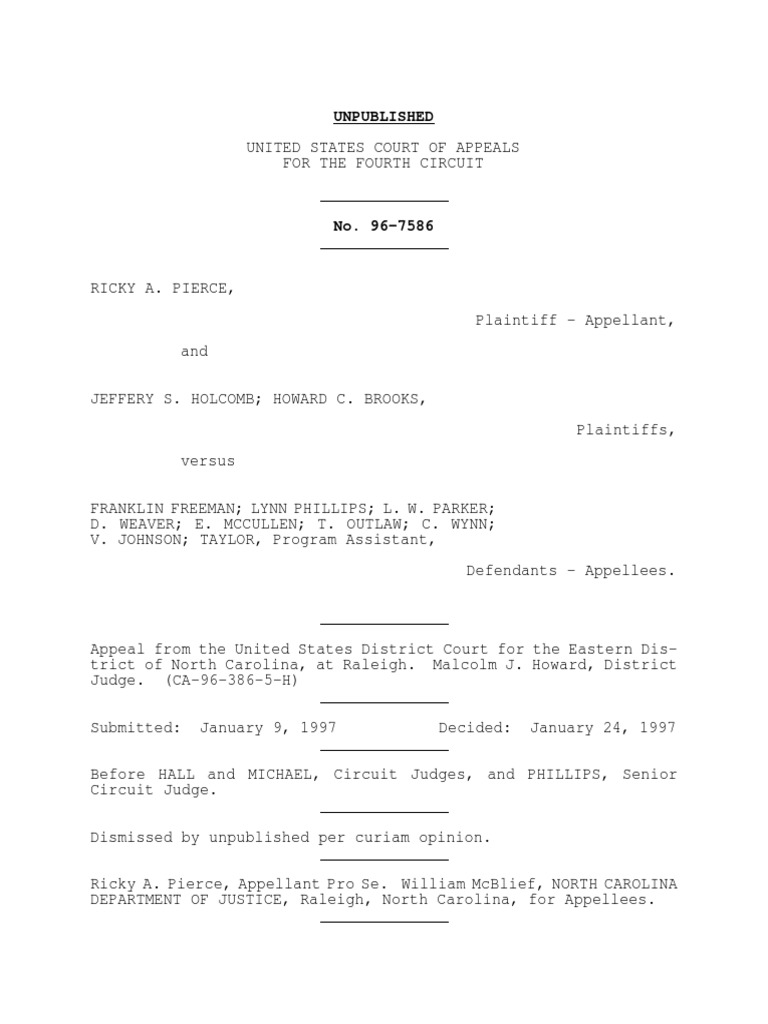 Pierce v. Freeman, 4th Cir. (1997) | PDF | Politics | Law