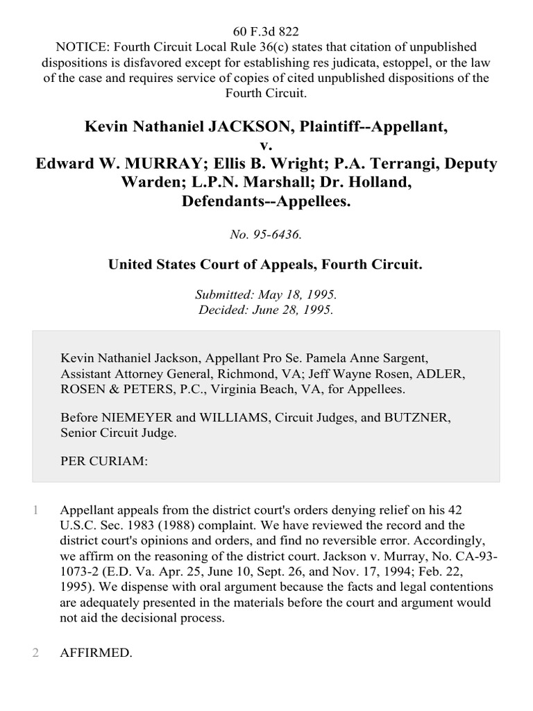 Kevin Nathaniel Jackson v. Edward W. Murray Ellis B. Wright P.A ...