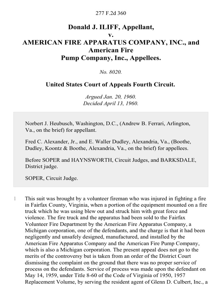 Donald J. Iliff v. American Fire Apparatus Company, Inc., and American ...