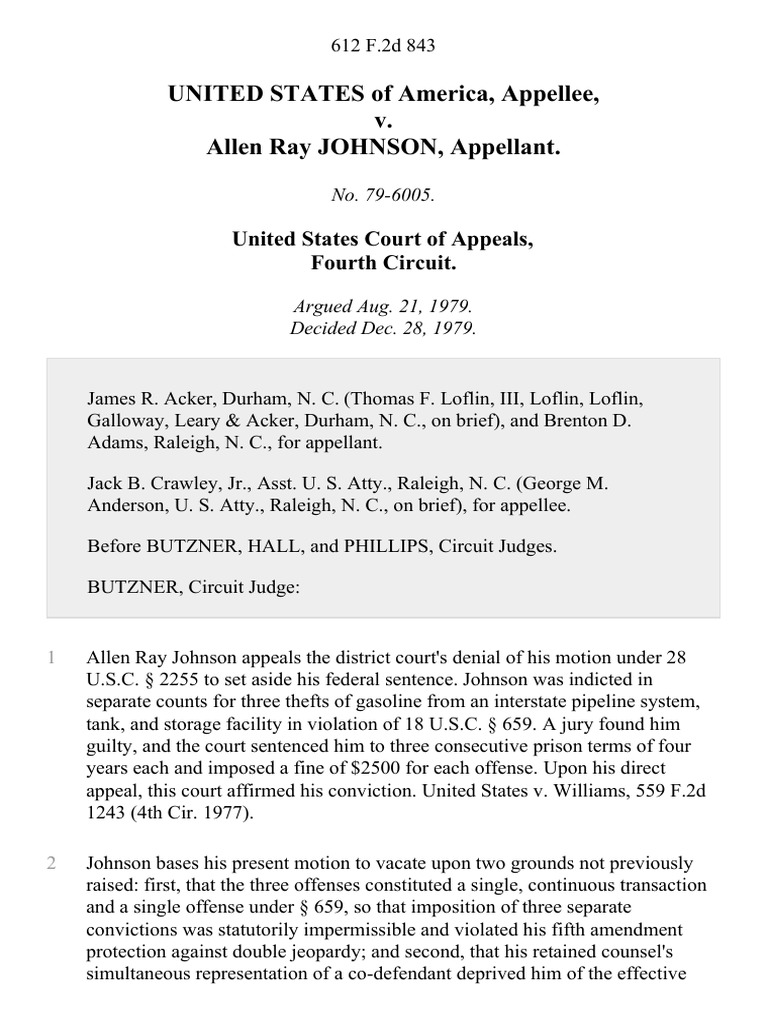 Johnson v. U.S. Appeal on Theft Convictions | PDF | Theft | Double Jeopardy
